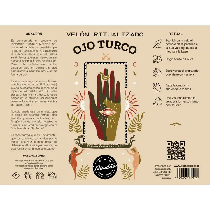 Velón Ritualizado - Ojo Turco - Salamandra Mágica - Tienda esotérica